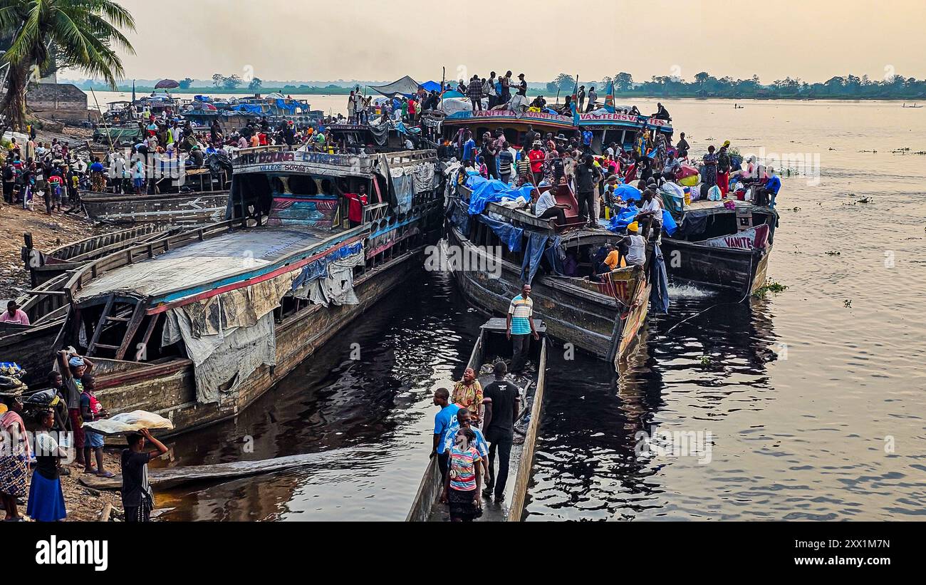 River boat on the Congo river, Mbandaka, Equateur province, Democratic ...