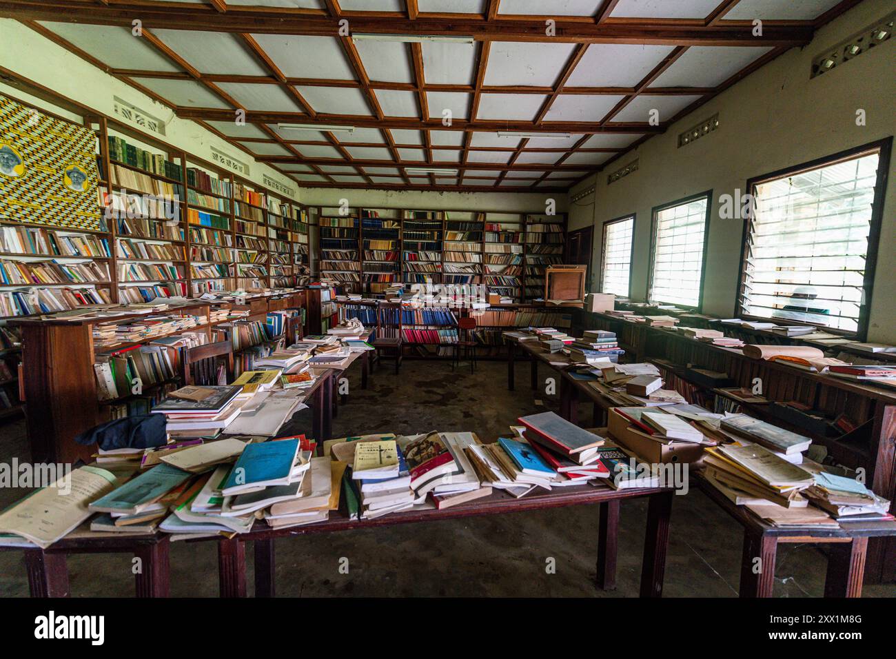 Library in the Church of Bamanya, Mbandaka, Equateur province ...