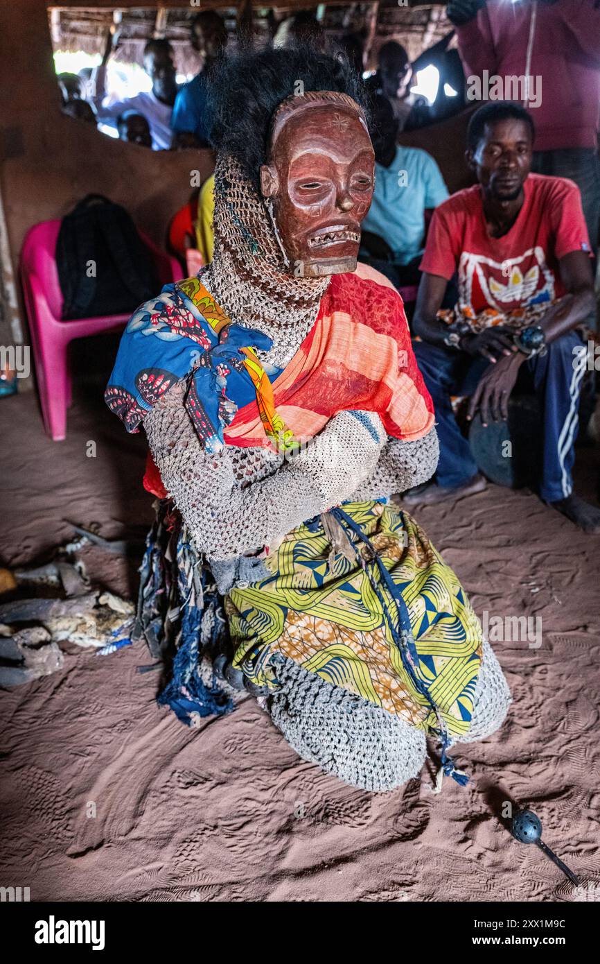 Traditional masked man, Tshikapa, Kasai, Democratic Republic of Congo ...