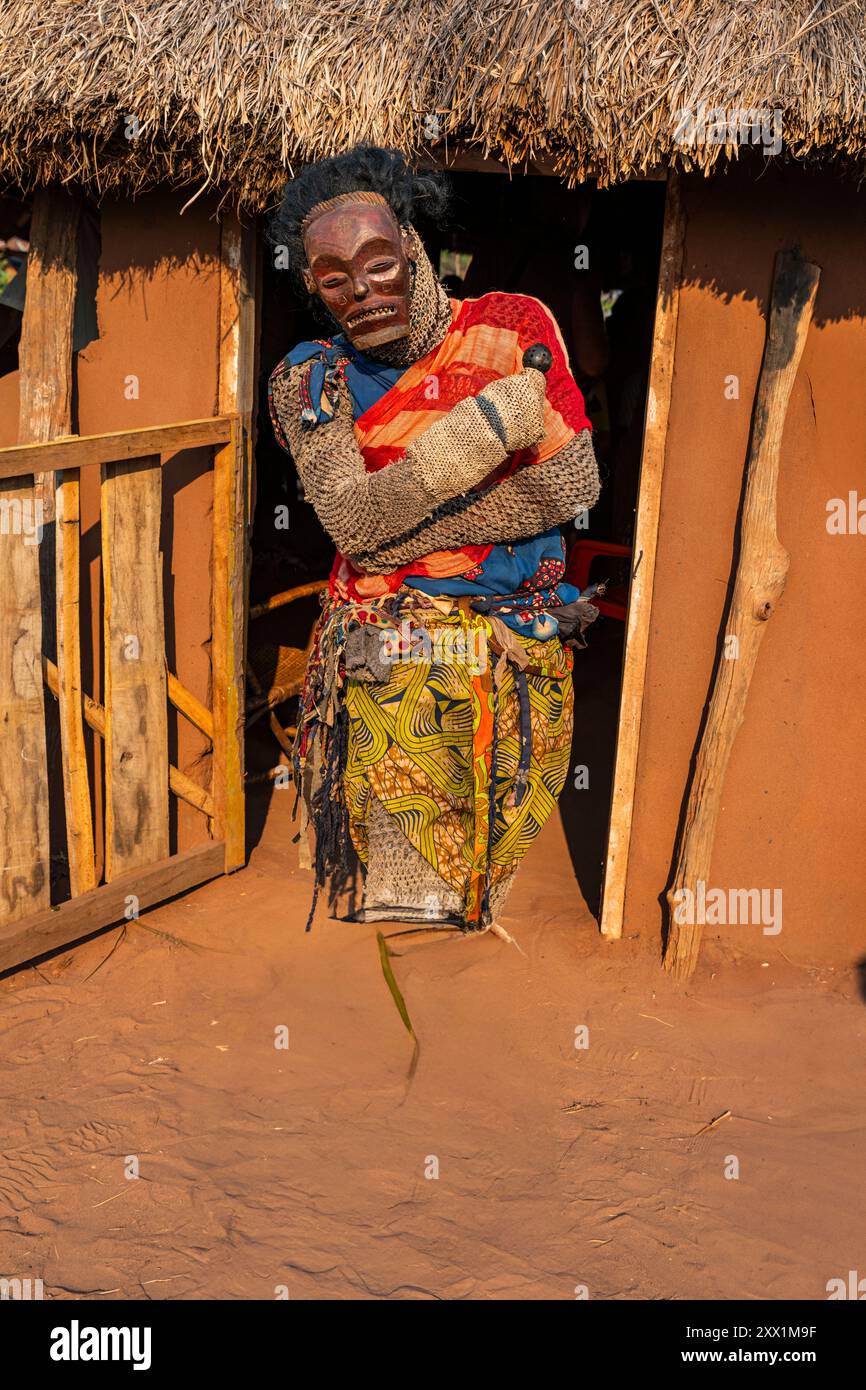Traditional masked man, Tshikapa, Kasai, Democratic Republic of Congo ...