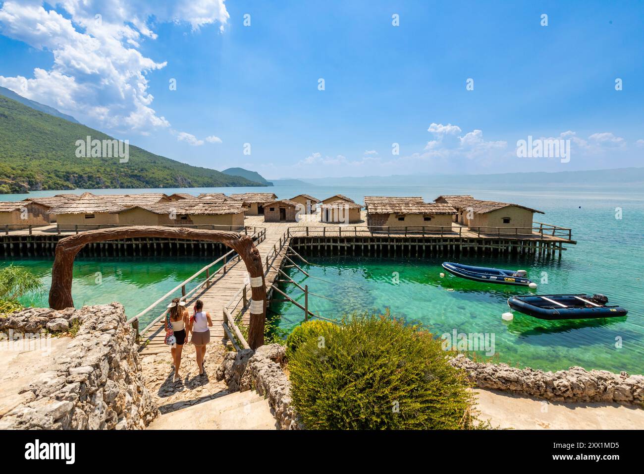 Entrance to Bay of Bones Museum, Ohrid, Macedonia, Europe Stock Photo ...