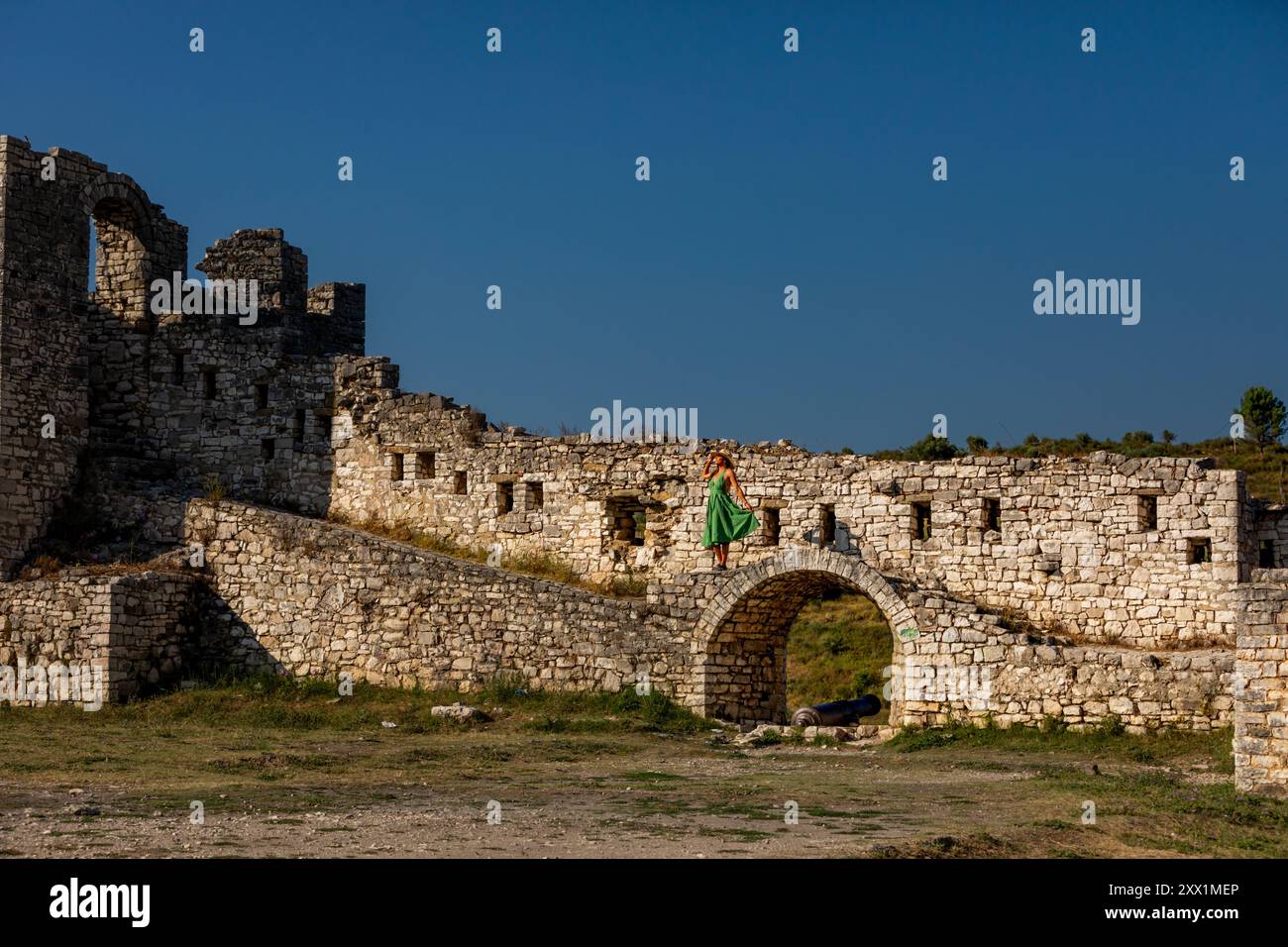 Woman at the ruins of Berat Castle, Berat, Albania, Europe Stock Photo ...