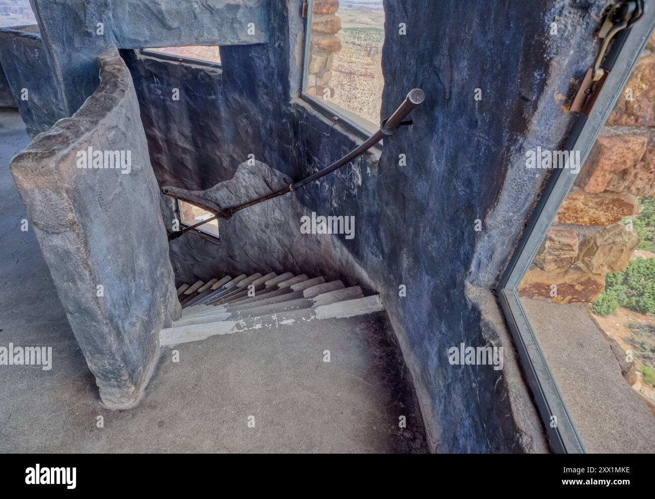 Stairs going down from the fourth floor in the historic Desert View ...