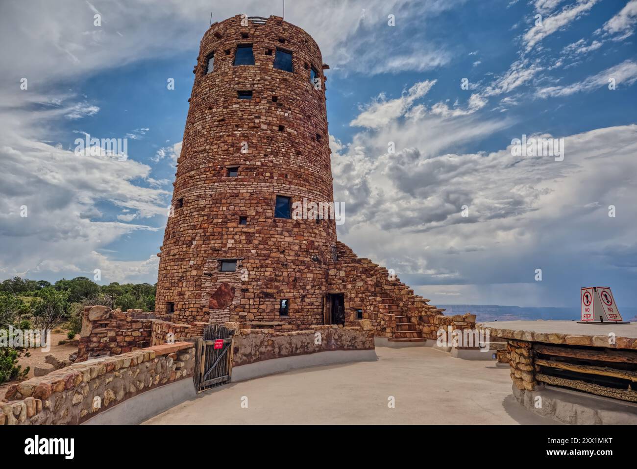 The upper half of the Desert View Watchtower viewed from the ...