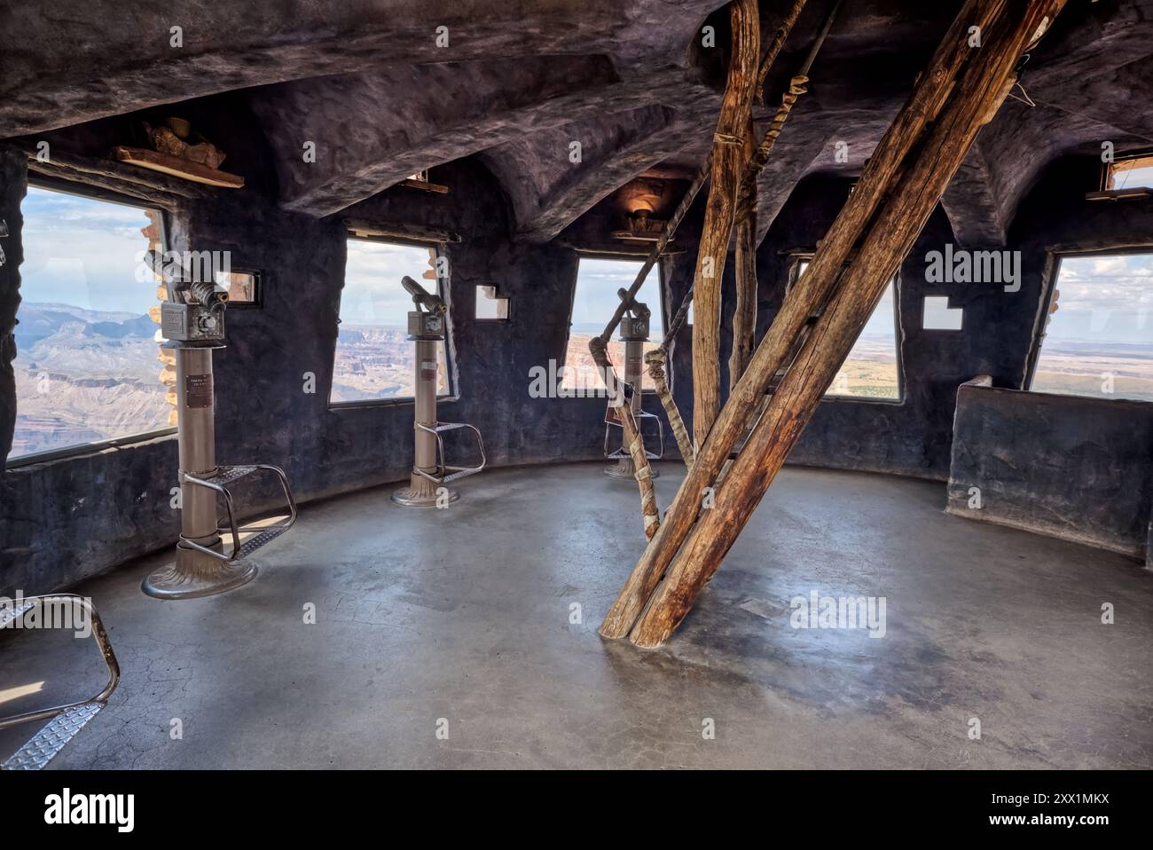 The top floor of the historic Watchtower at Grand Canyon South Rim ...