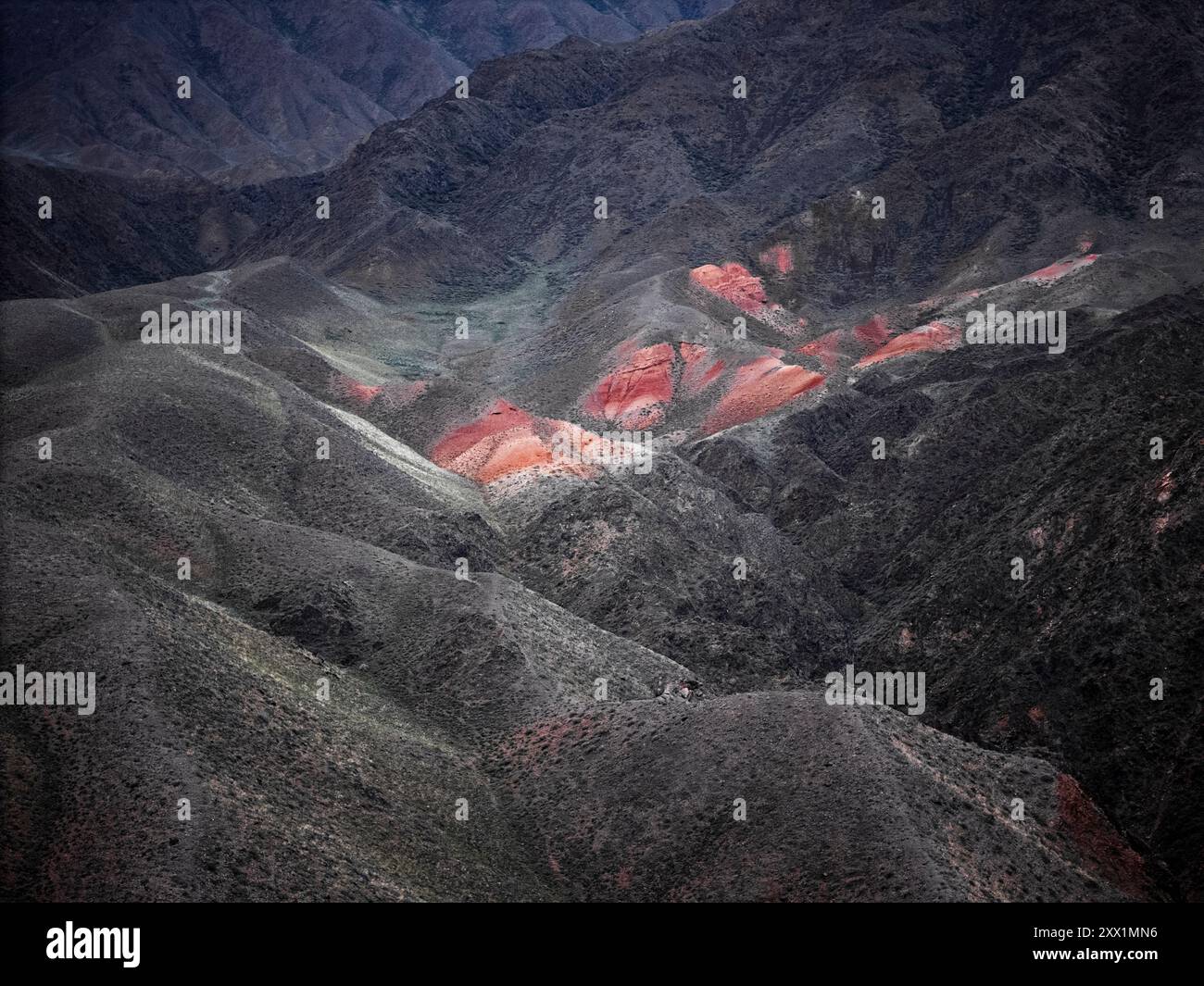 Aerial view of Kok-Moinok Canyon, a clay-sand structure formed on the ...