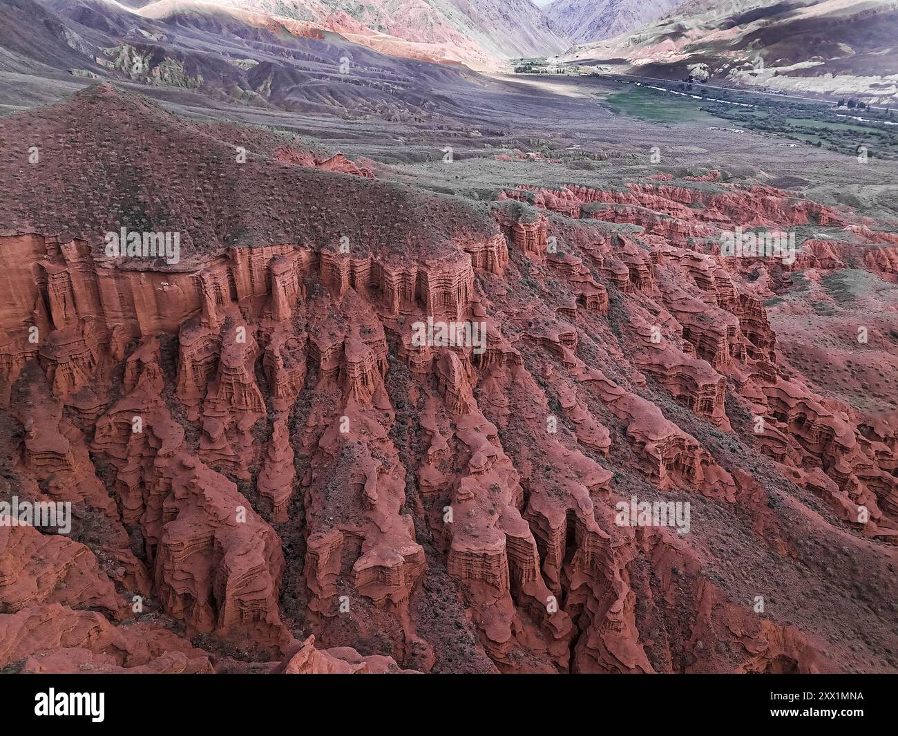 Kok-Moinok Canyon, a clay-sand structure formed on the slopes of arid ...
