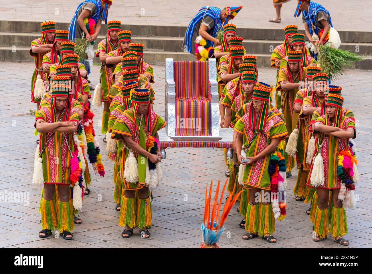 Performers during Inti Raymi Festival of the Sun, Plaza de Armas square ...