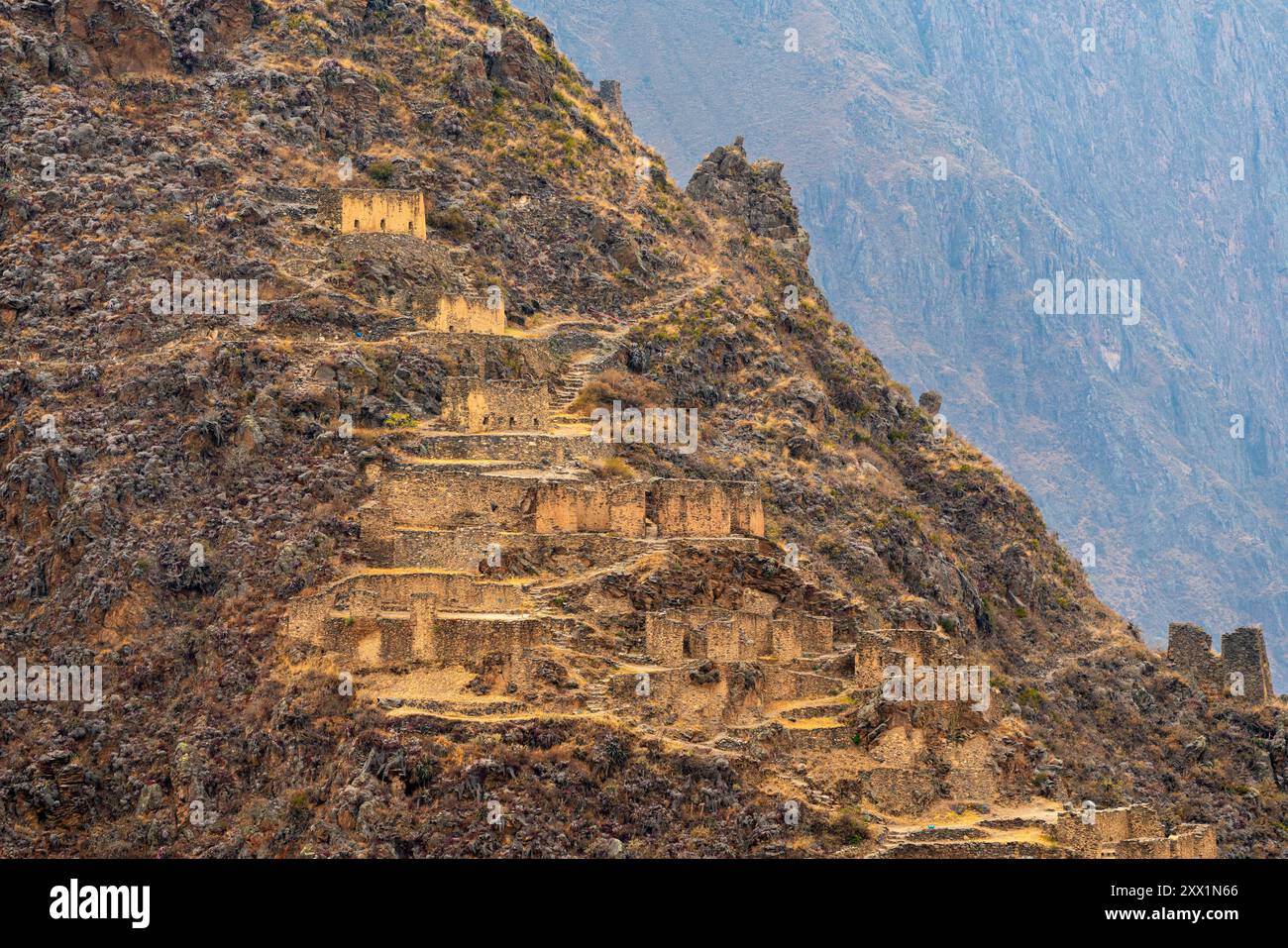 Archaeological site of former Inca site at Pinkulluna, Ollantaytambo ...