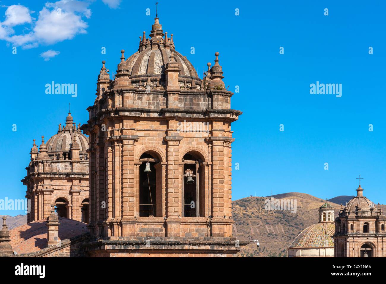 Detail of bell towers of Cusco (Cuzco) Cathedral, UNESCO World Heritage ...