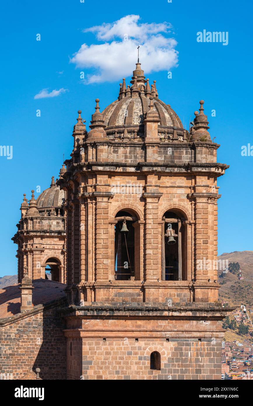 Detail of bell towers of Cusco (Cuzco) Cathedral, UNESCO World Heritage ...