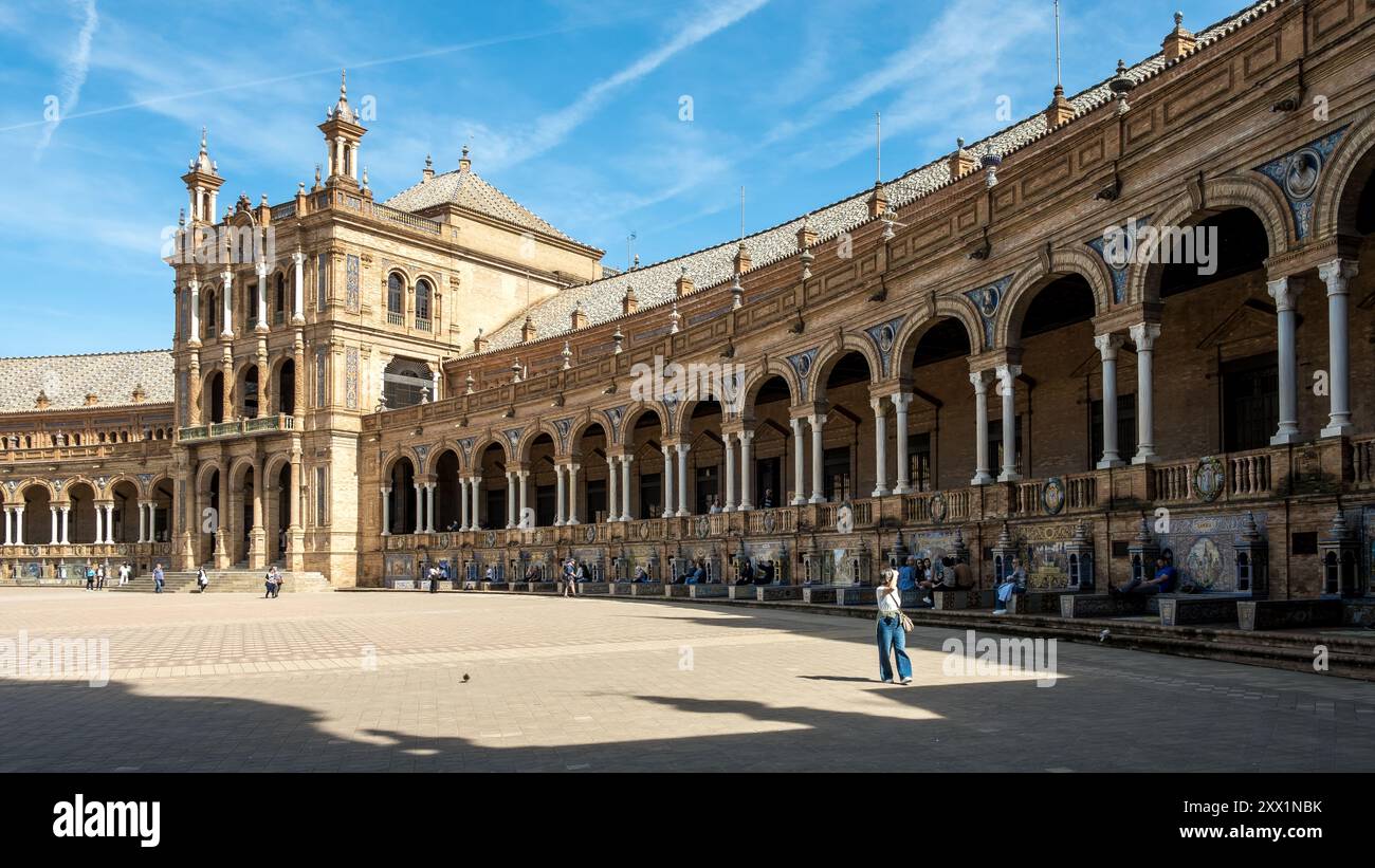 Detail of the Plaza de Espana, an architectural ensemble and largest ...