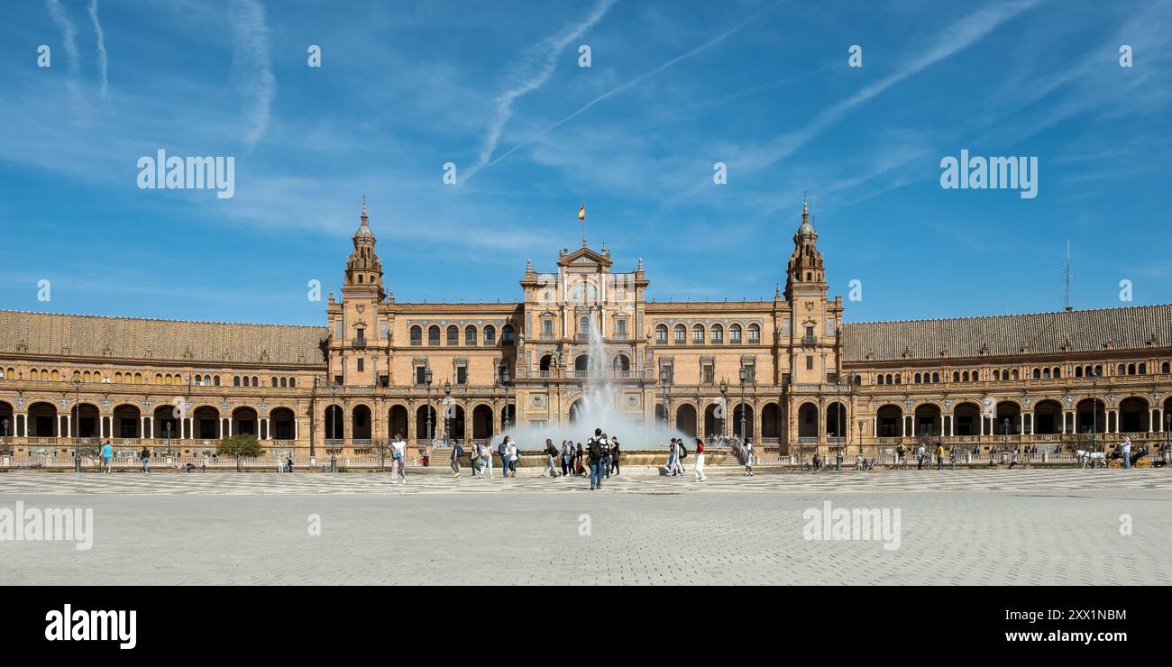 Detail of the Plaza de Espana, an architectural ensemble and largest ...