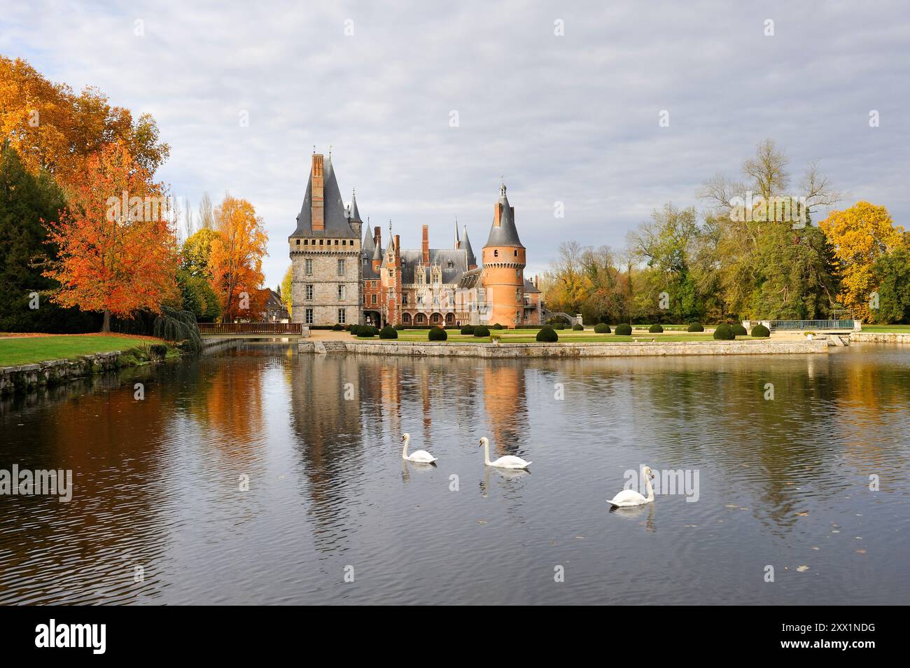 Chateau de Maintenon seen from the park, Eure-et-Loir department ...