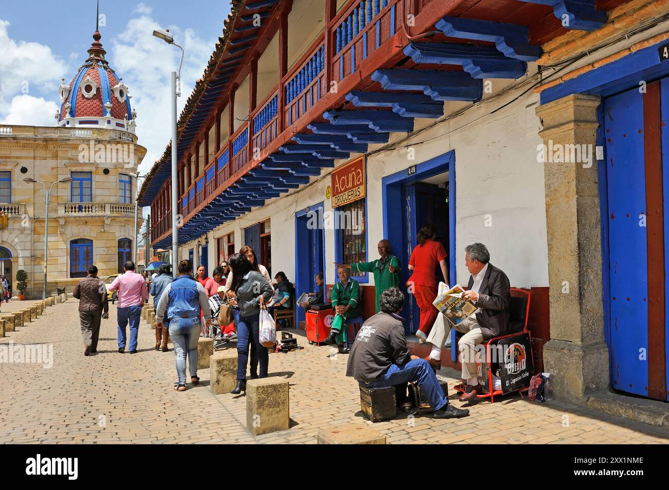 Spanish Colonial style buildings surrounding the main square of ...