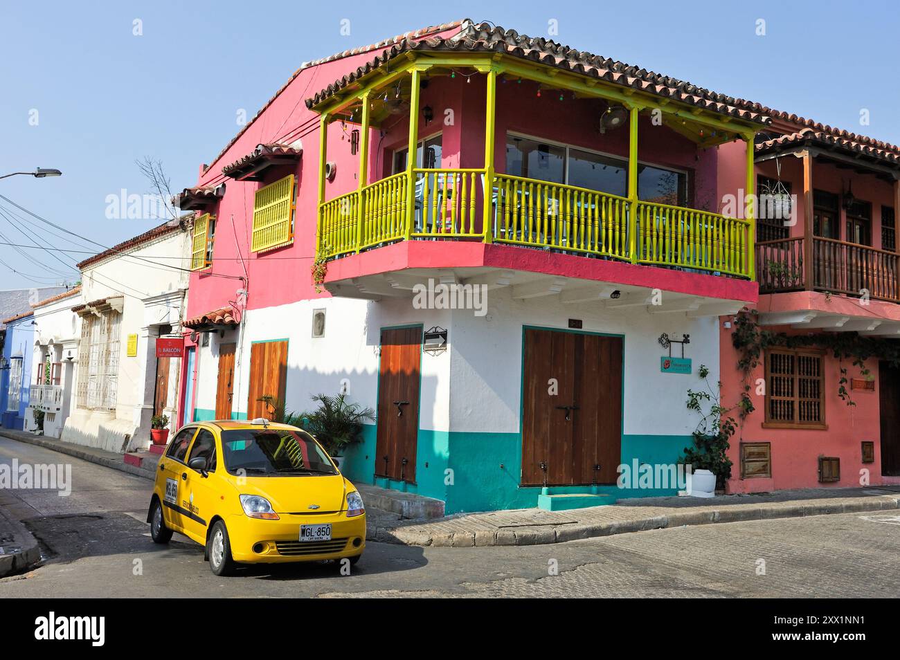 Typical house on San Diego square in the downtown colonial walled city ...