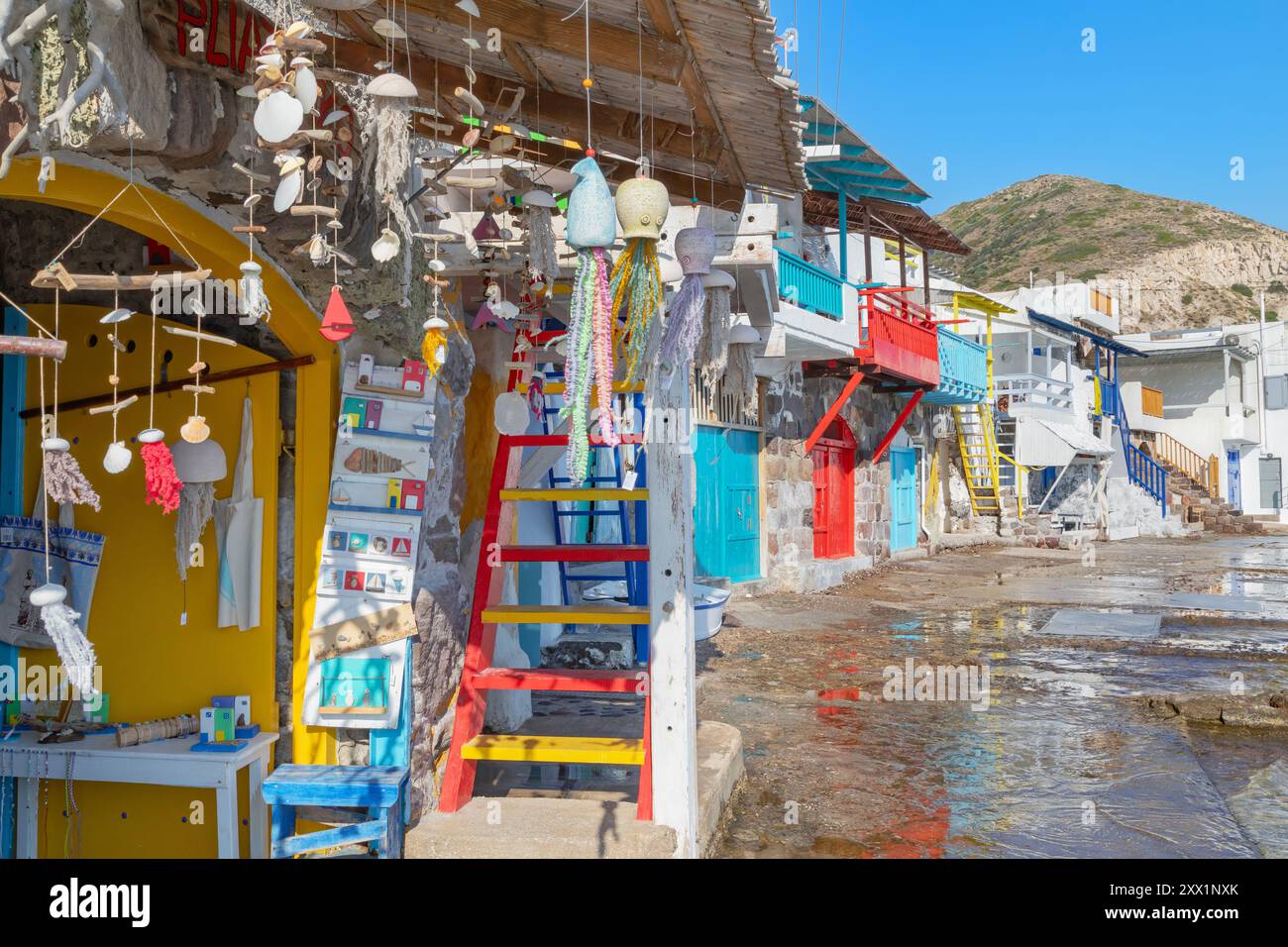 The small fishing village of Klima, Klima, Milos Island, Cyclades ...
