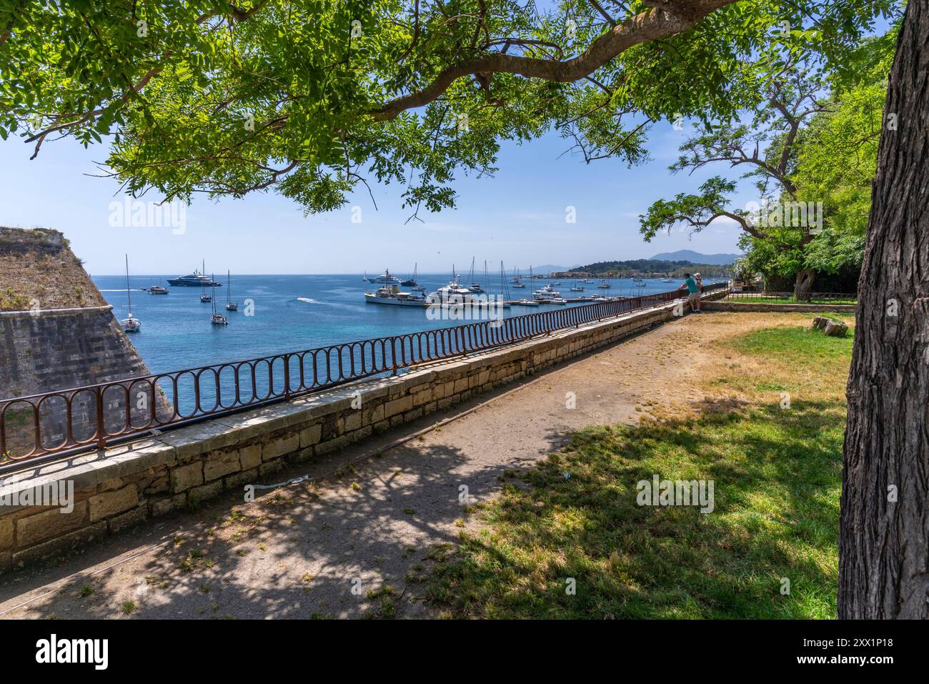 View of Old Fortress of Corfu and Old Town Marina (NAOK) in Corfu Town ...