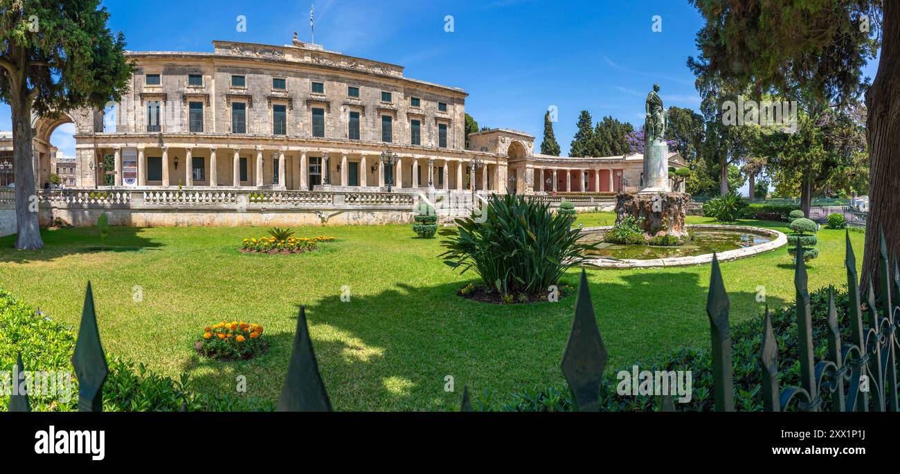 View of Corfu Museum of Asian Art and Statue of Sir Frederick Adam in ...