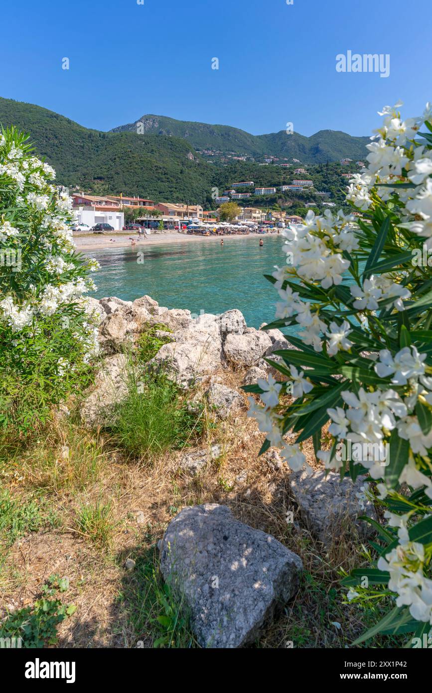View of Ionian Sea and Ipsos Beach at Ipsos, Ipsos, Corfu, Ionian Sea ...