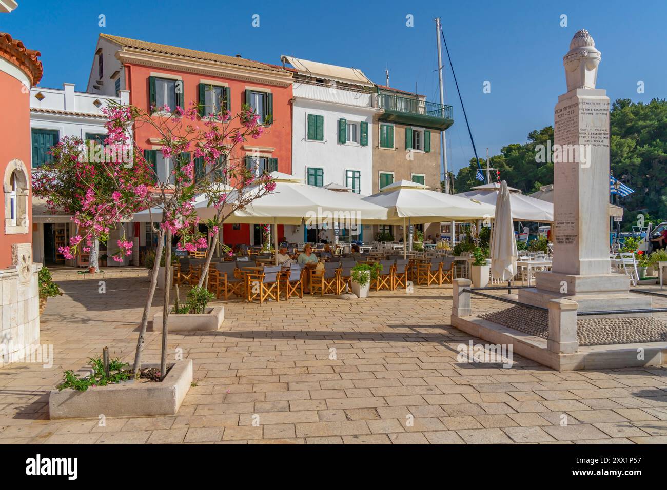 View of cafes and restaurants in Gaios Plaza de l' Ascension in Gaios ...