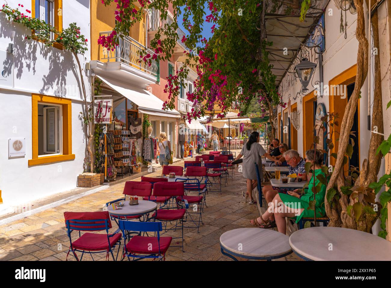 View of cafes and restaurants in Gaios Plaza de l'Ascension in Gaios ...