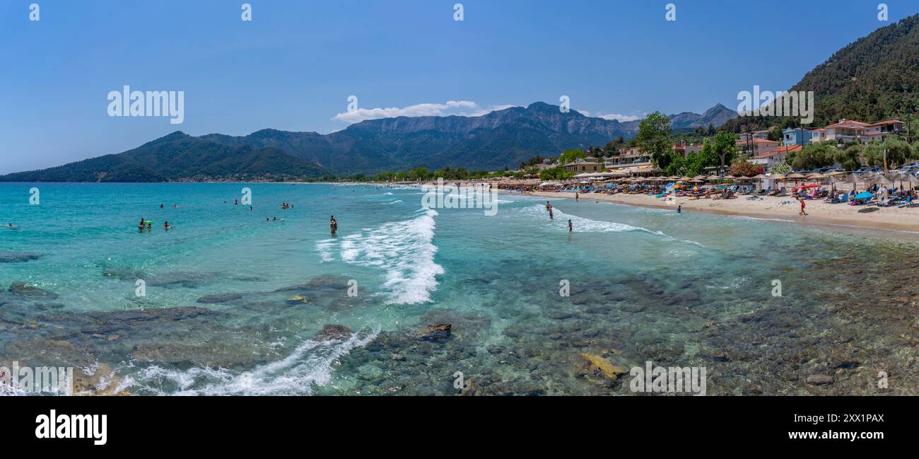 View of Golden Beach at Chrysi Ammoudia, Thassos, Aegean Sea, Greek ...