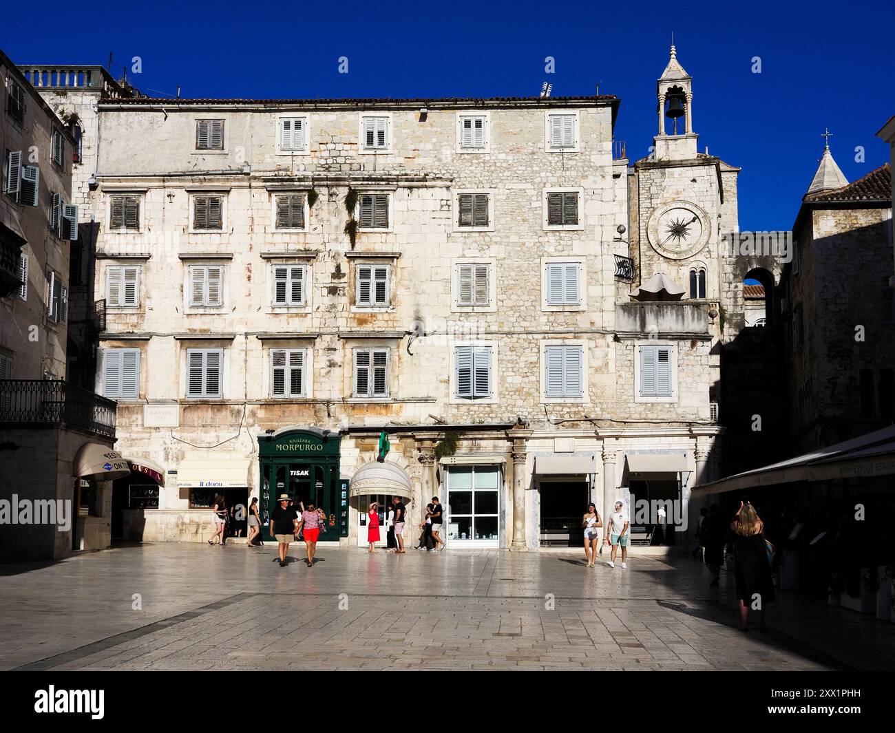 Peoples Square and Town Clock in the Old Town, Split, Croatia, Europe ...