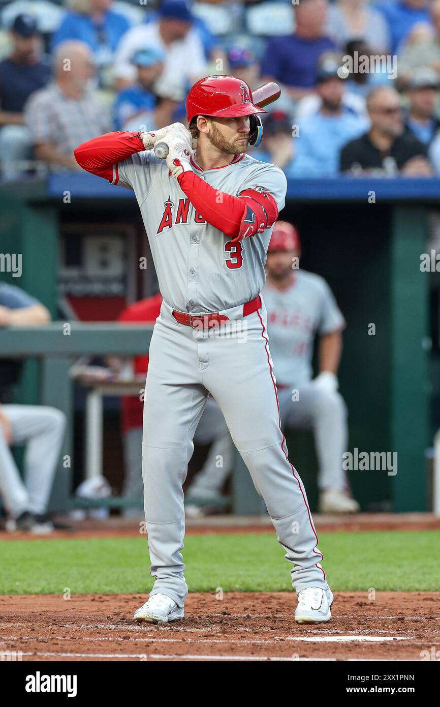 August 20, 2024: Los Angeles Angels left fielder Taylor Ward (3) bats ... August 20, 2024: Los Angeles Angels left fielder Taylor Ward (3) bats ...