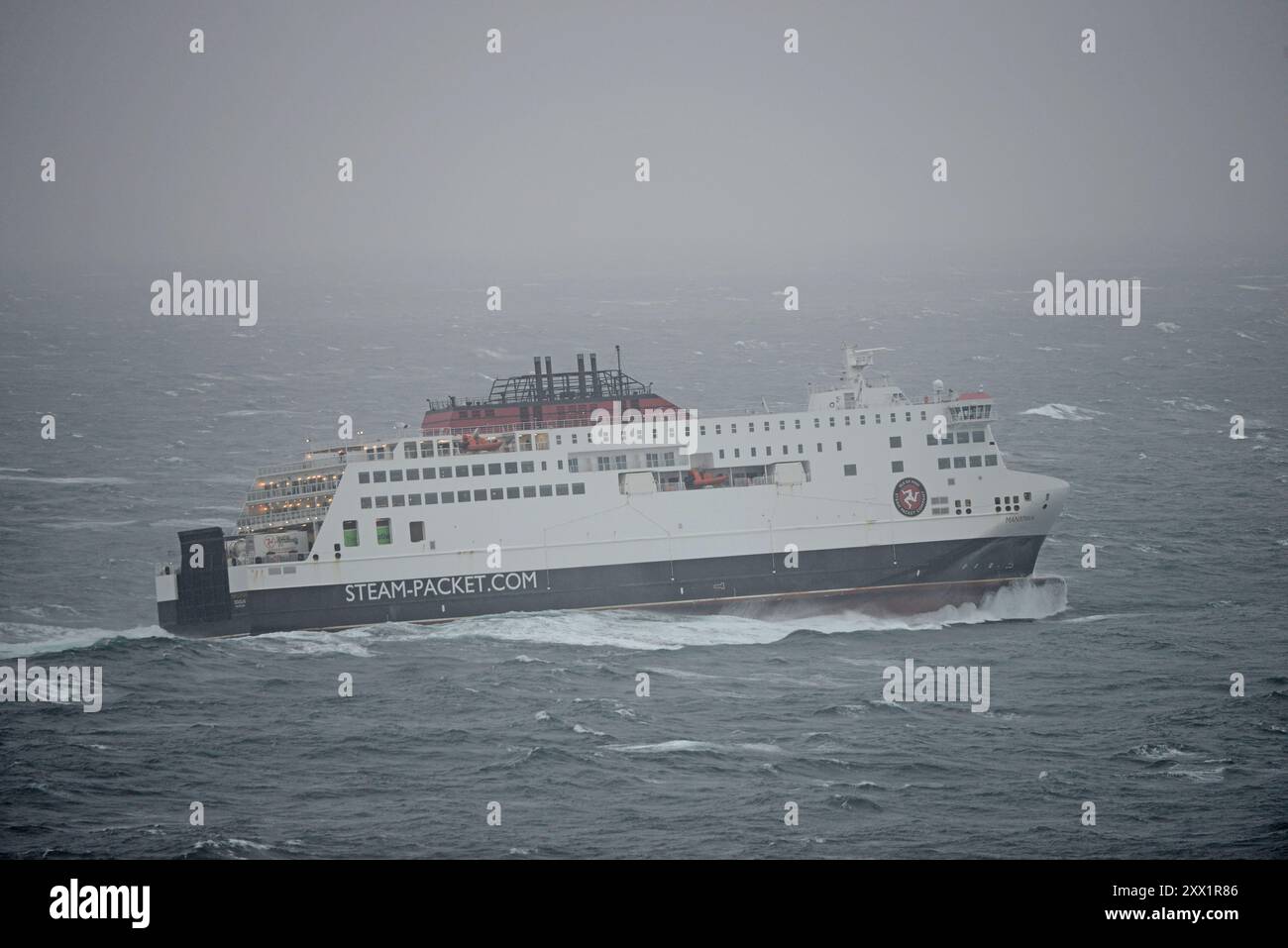 ISLE OF MAN STEAM PACKET COMPANY's flagship vessel, MANXMAN, departing Douglas for Heysham into ...