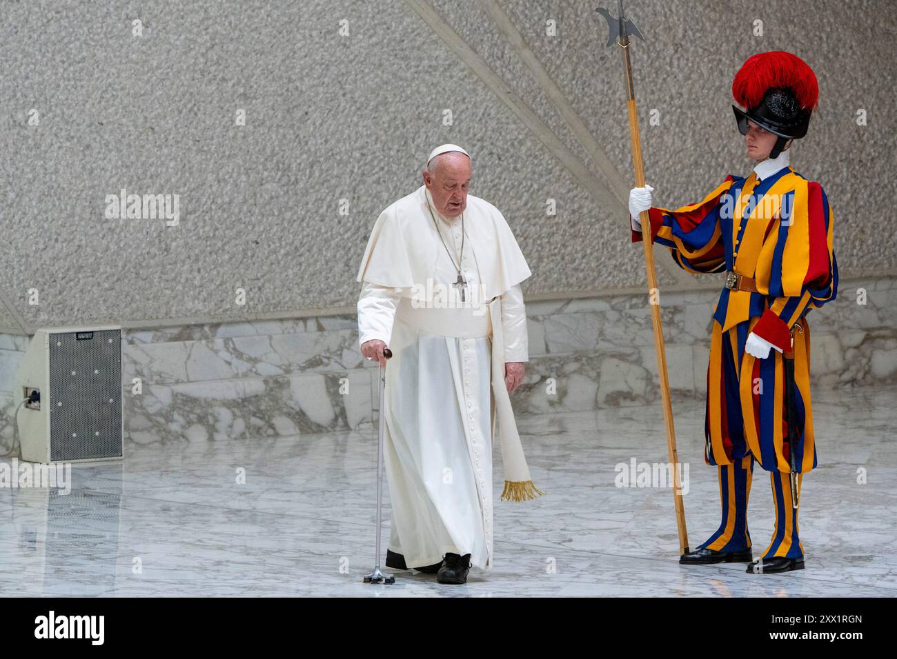Pope Francis arrives at Paul VI Audience Hall to lead his traditional ...
