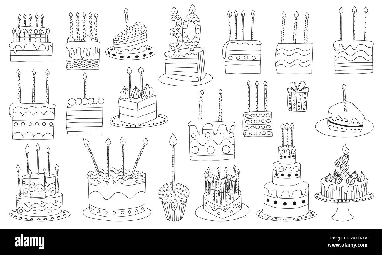 Big birthday cakes vector set Stock Vector Image & Art - Alamy
