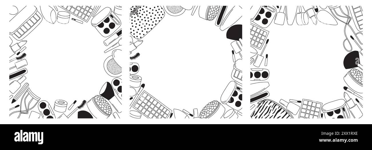 Make up doodle vector frames set Stock Vector Image & Art - Alamy