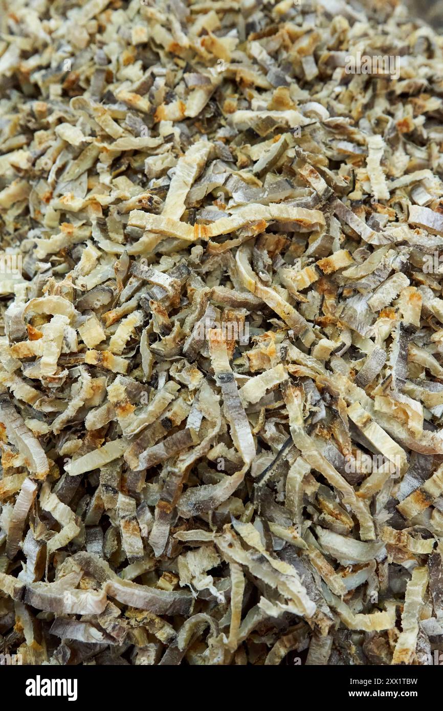 A large assortment of dried fish is on display in the Asian store Stock ...