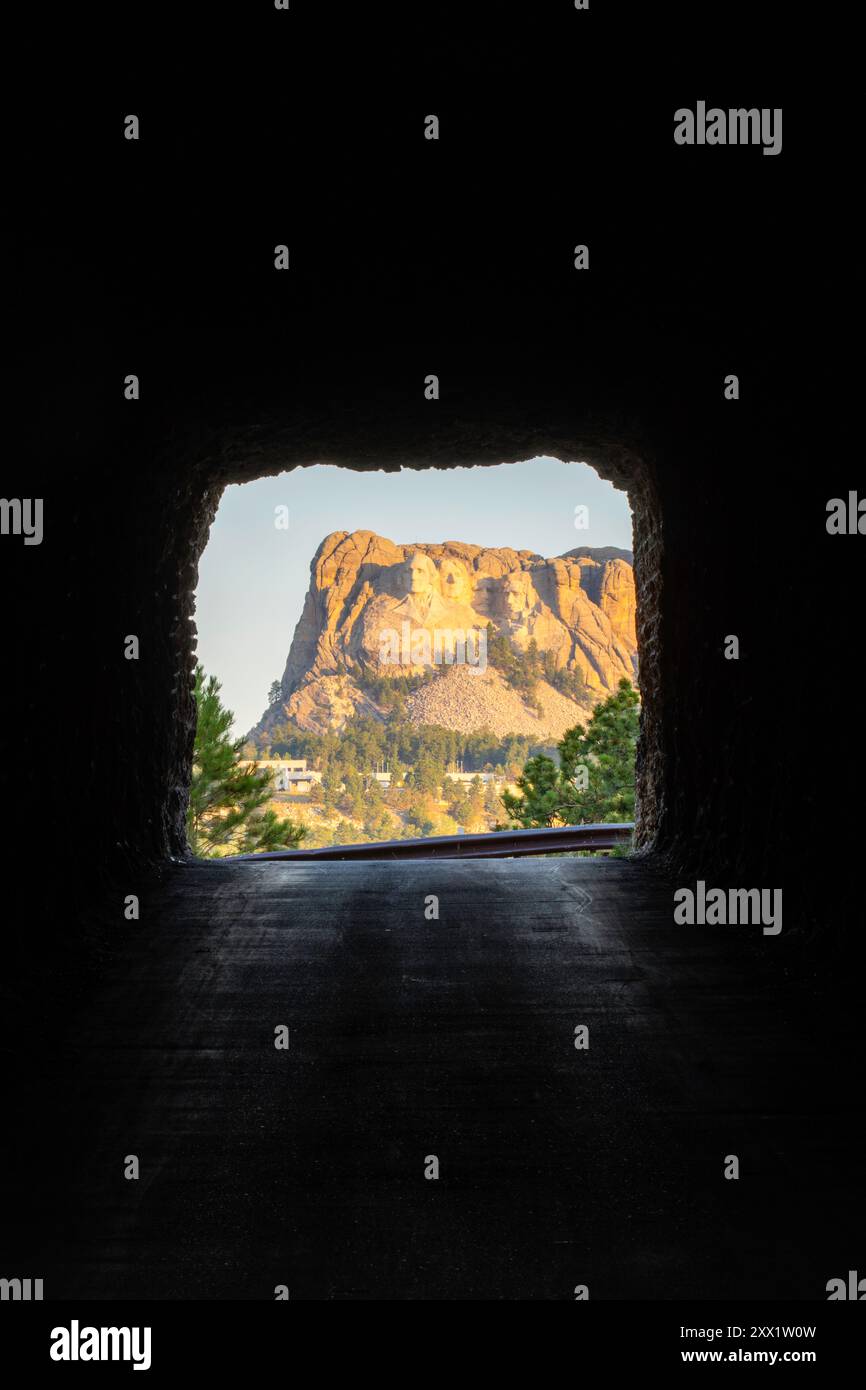 View of Mt. Rushmore National Memorial from the Doane Robinson Tunnel ...