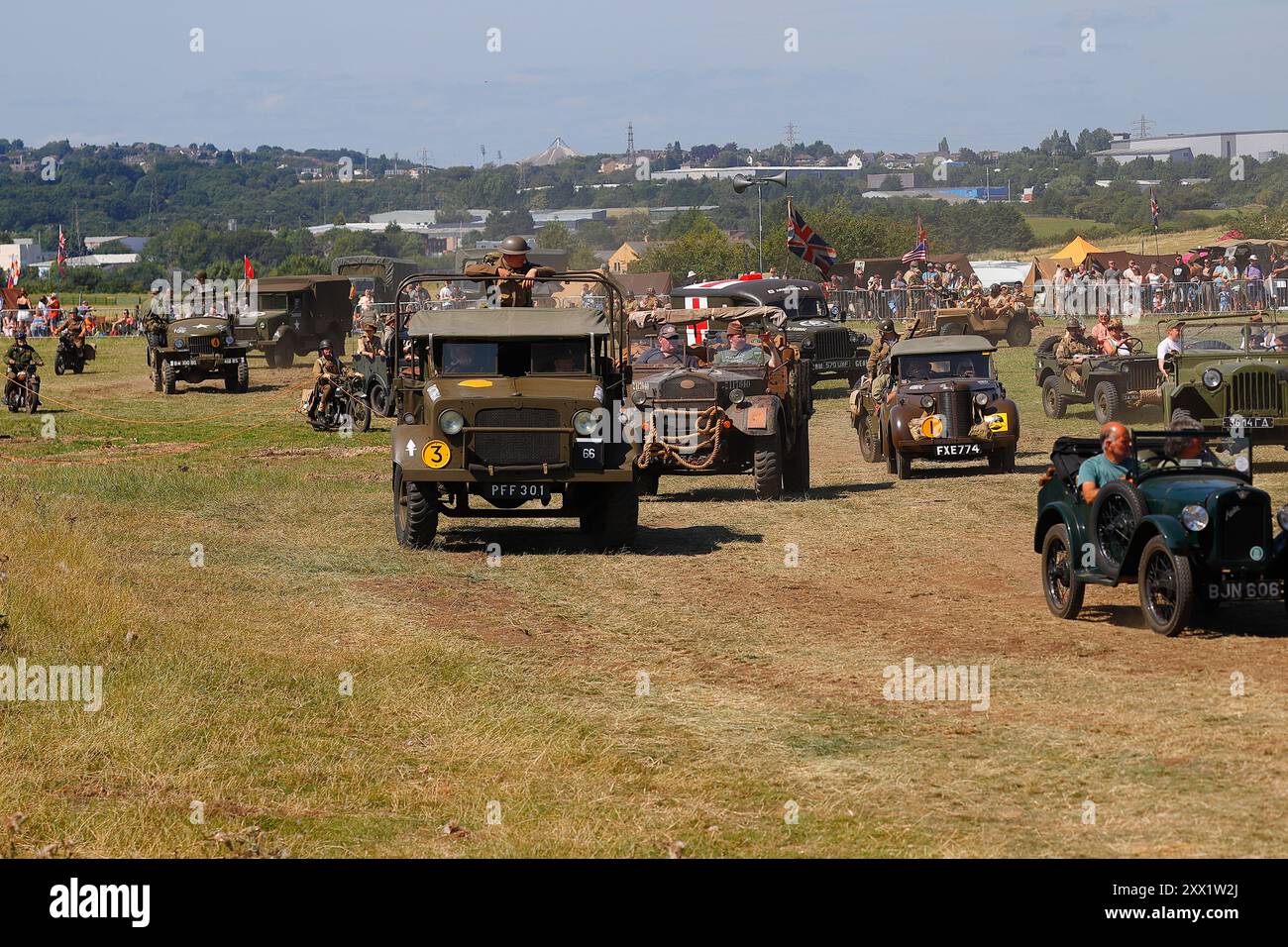 Military vehicles on parade at The Yorkshire Wartime Experience in ...