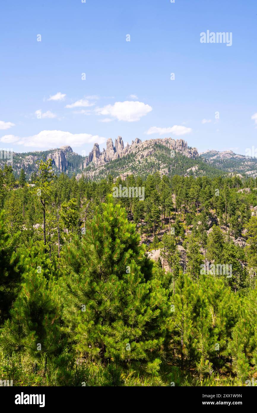 View of The Needles, a formation of granite spires, from the Needles ...