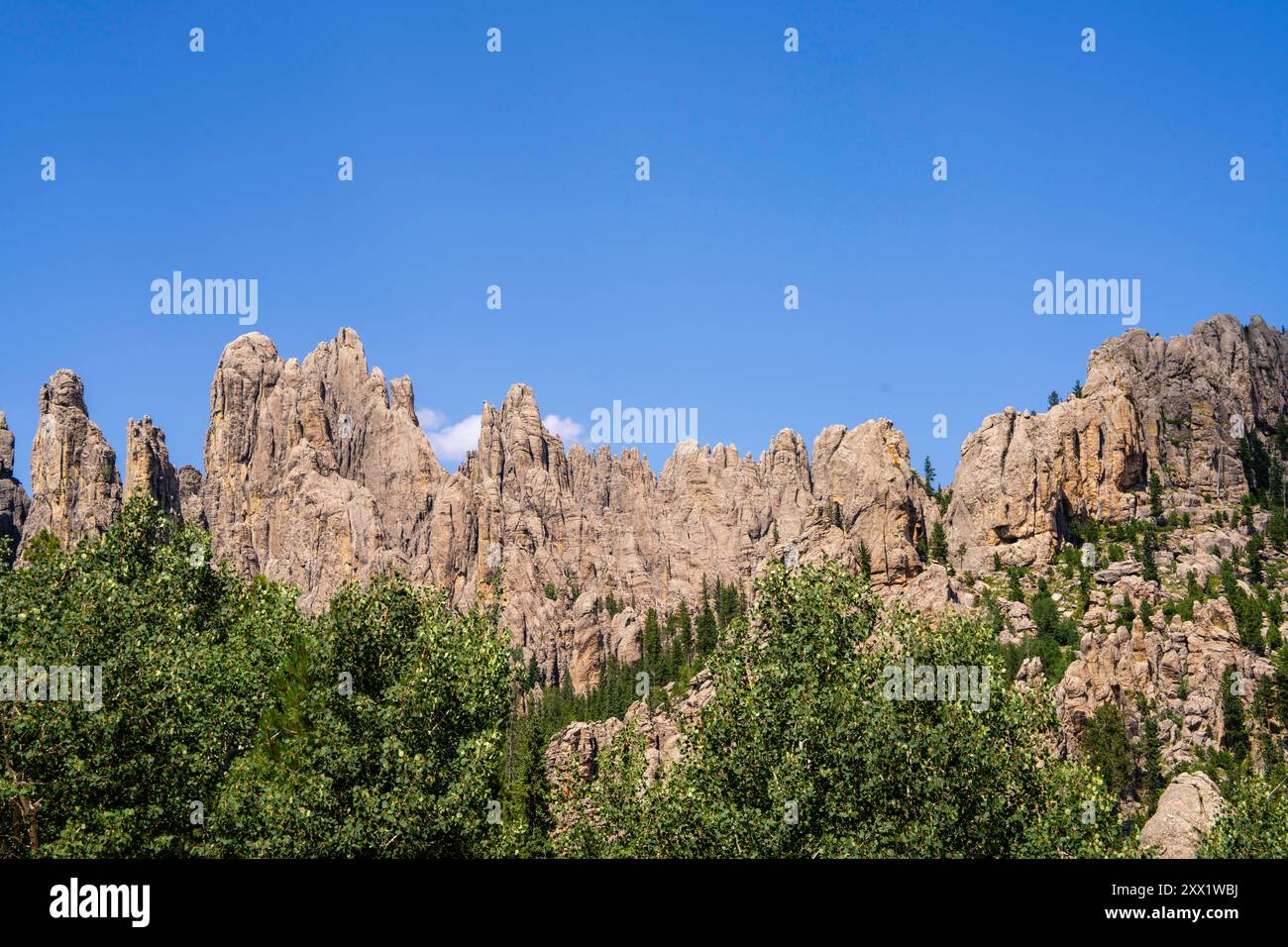 View of The Needles, a formation of granite spires, from the Needles ...