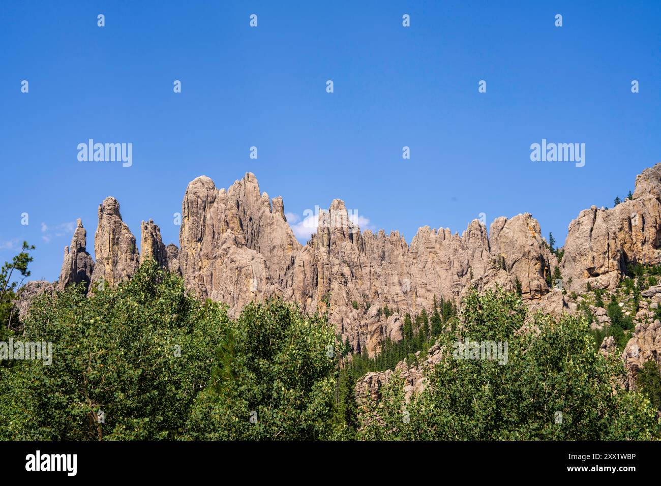 View of The Needles, a formation of granite spires, from the Needles ...