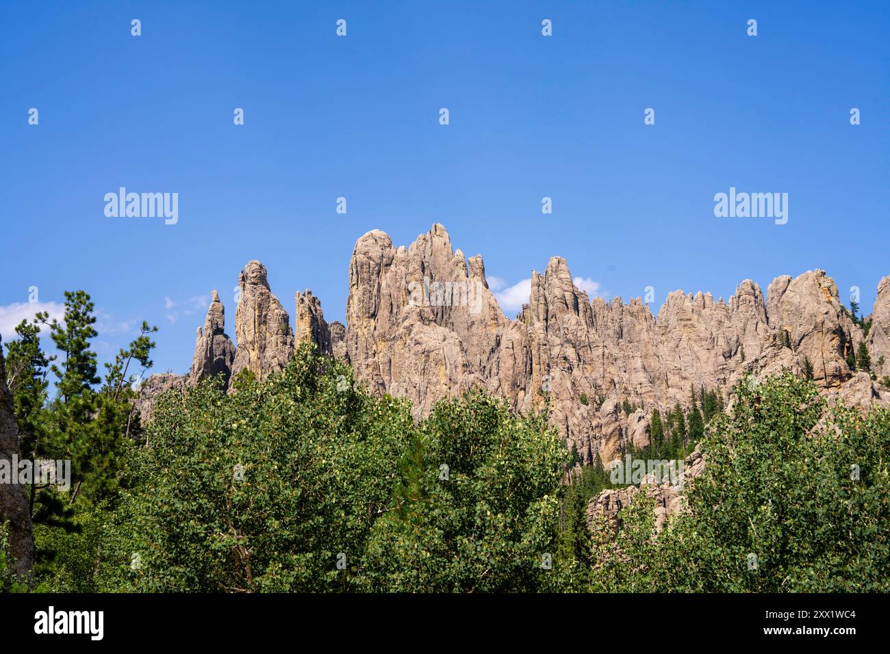 View of The Needles, a formation of granite spires, from the Needles ...