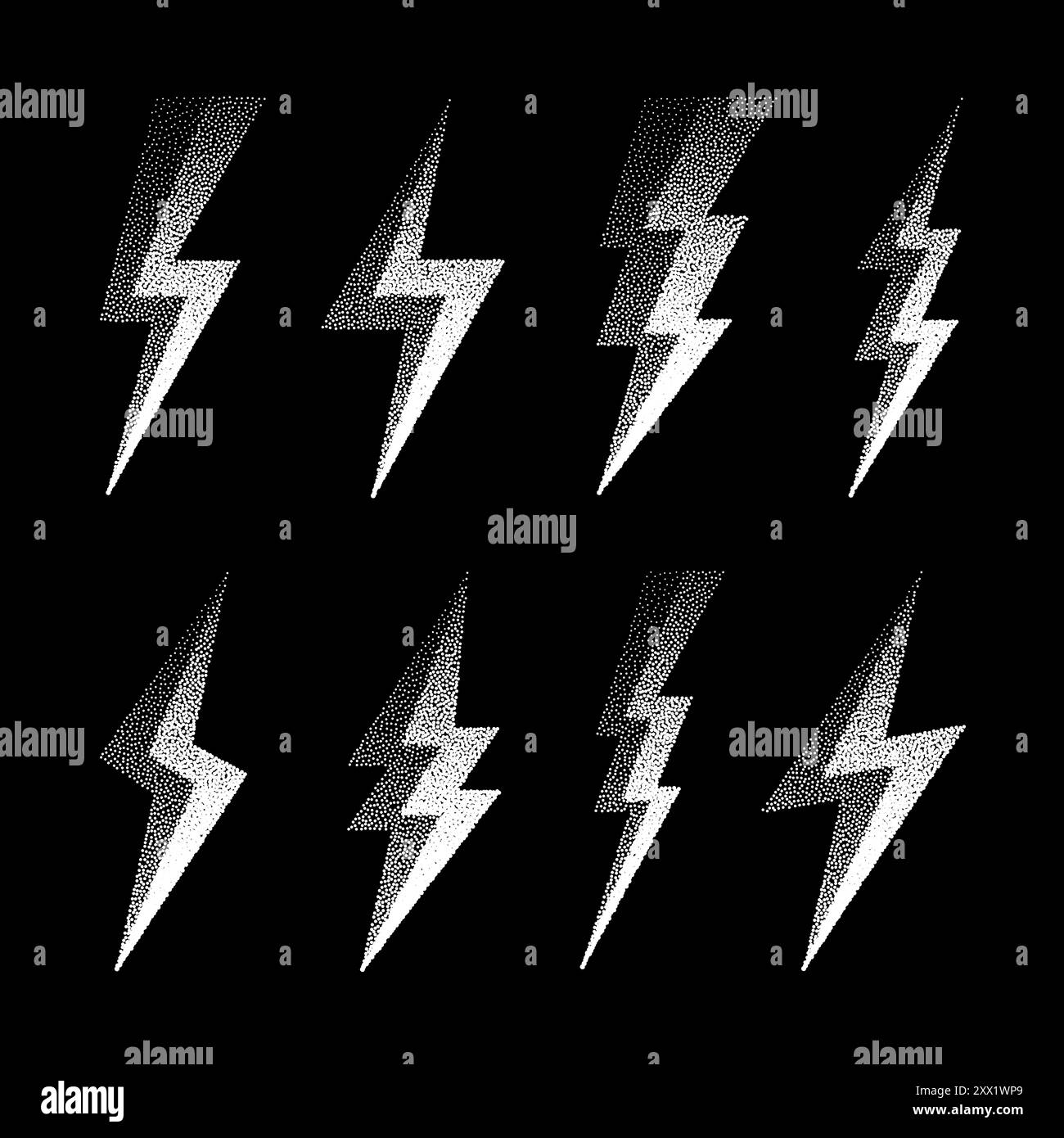 Lightning bolt icons collection. Dotted flash symbol, thunderbolt ...