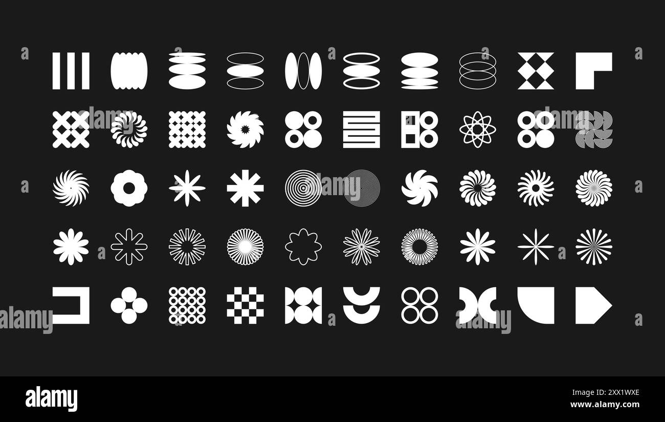 Brutalist geometric shapes, modern symbols. Simple primitive elements ...