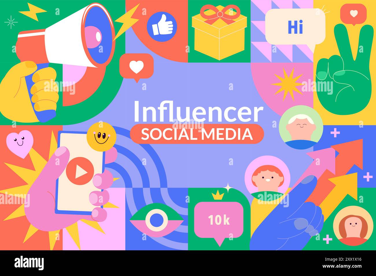 Influence social media.Influencer marketing, smm Stock Vector Image ...