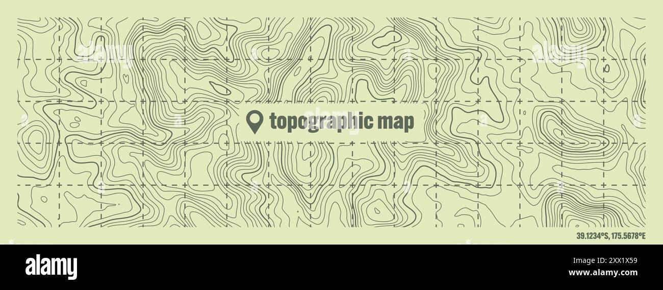Colorful topographic map with contour lines. Geographic terrain grid ...