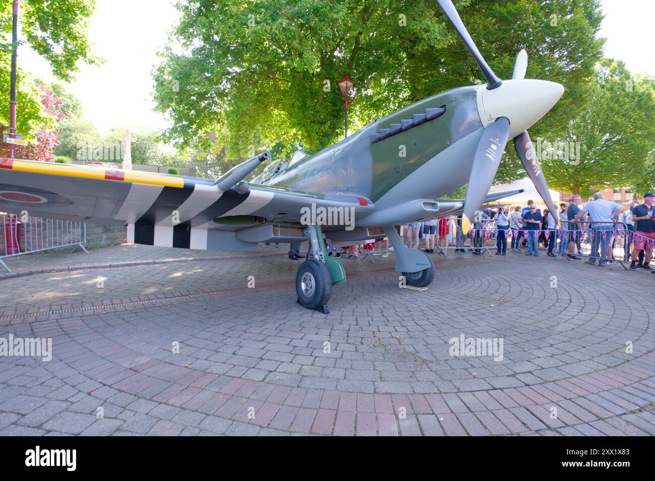 WW2 Spitfire on display in a town center Stock Photo - Alamy