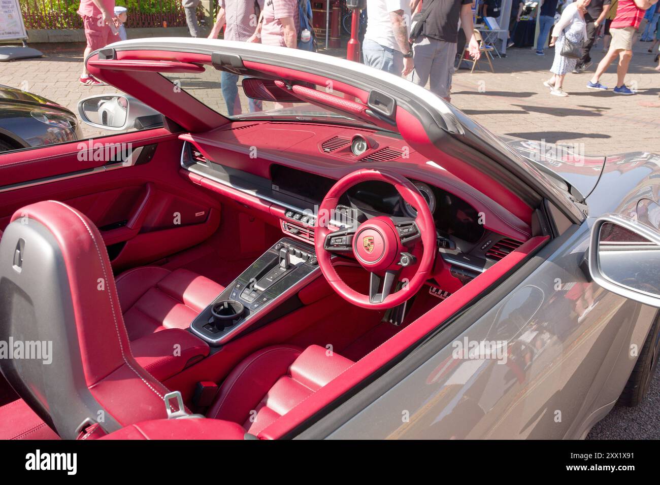 Interior of a Porsche open top sports car Stock Photo - Alamy