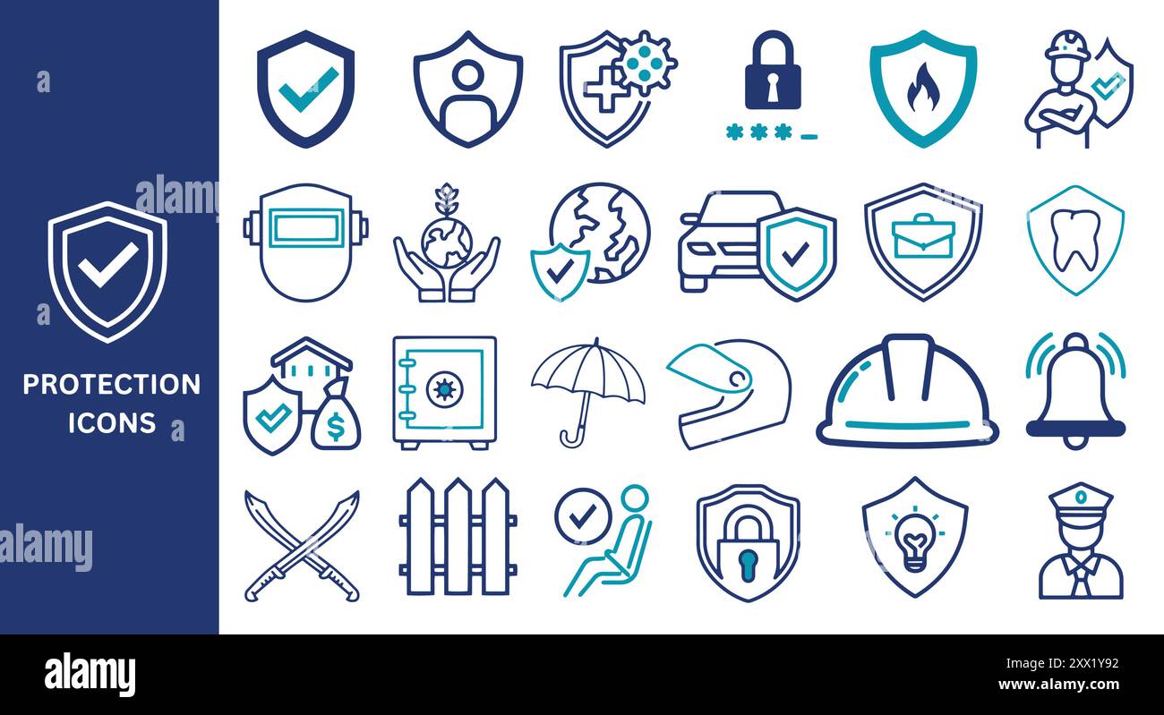 Protection Icon Set. Shield, lock, security, alarm, safe umbrella ... Protection Icon Set. Shield, lock, security, alarm, safe umbrella ...