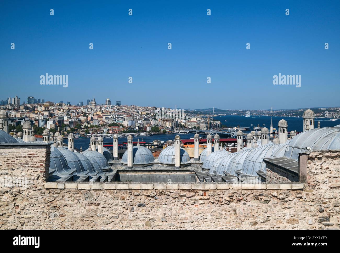 View from the Suleymaniye Mosque complex to the Golden Horn, Istanbul ...
