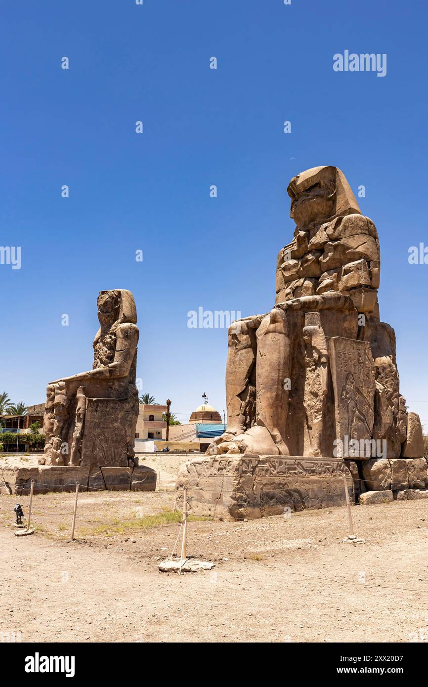 Colossi of Memnon, massive stone statues of Amenhotep III, Luxor, Egypt ...
