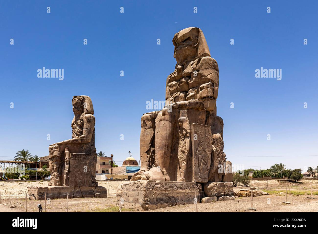 Colossi of Memnon, massive stone statues of Amenhotep III, Luxor, Egypt ...